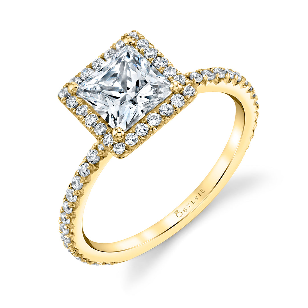 Princess Cut Classic Halo Engagement Ring - Vivian – The Diamond Room ...