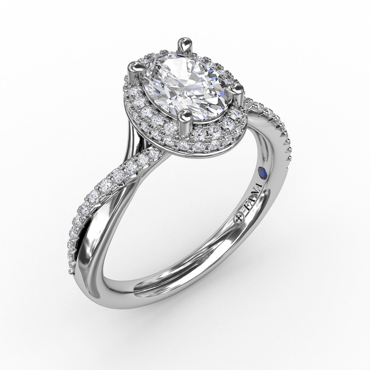 Oval Waterfall Halo Engagement Ring With Twisted Shank – The Diamond ...